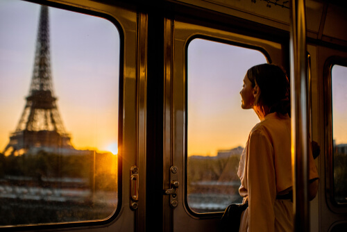 Paris commute, a view of Eiffel Tower from Paris metro, Public transport in Paris, Commute in Paris